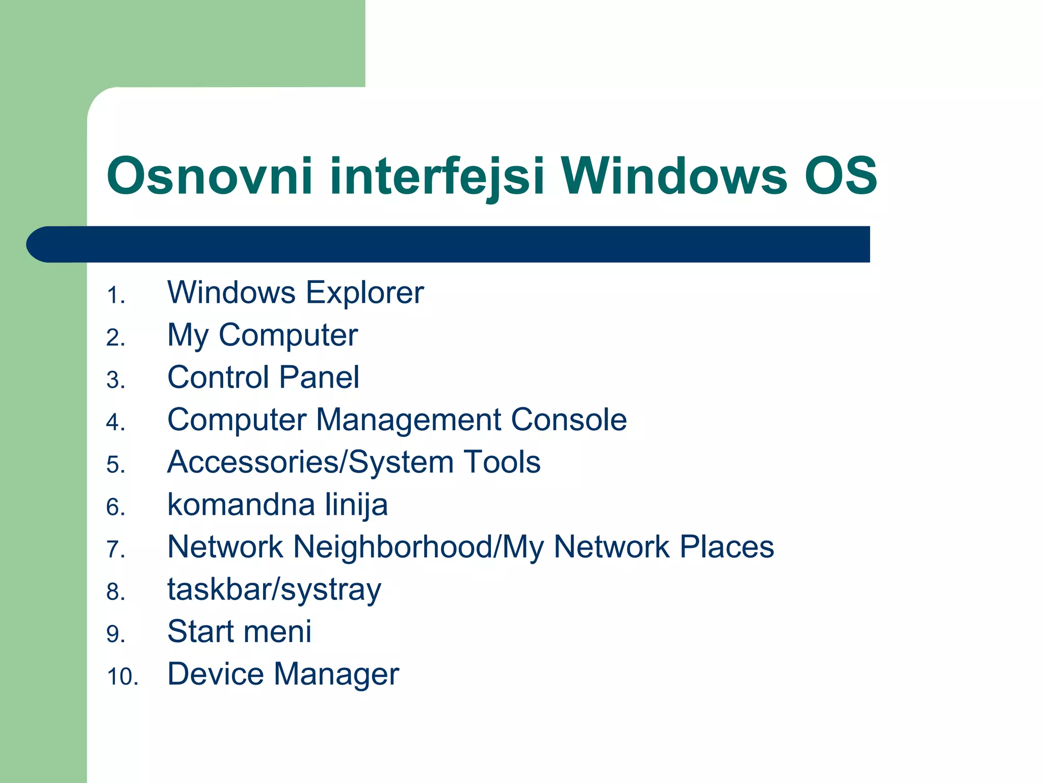 Windows Operacijski Sustavi 1.Dio