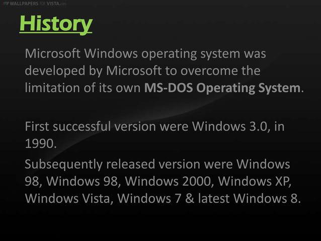 Windows Operating System Presentation Pptx Operating Systems Computer Software And