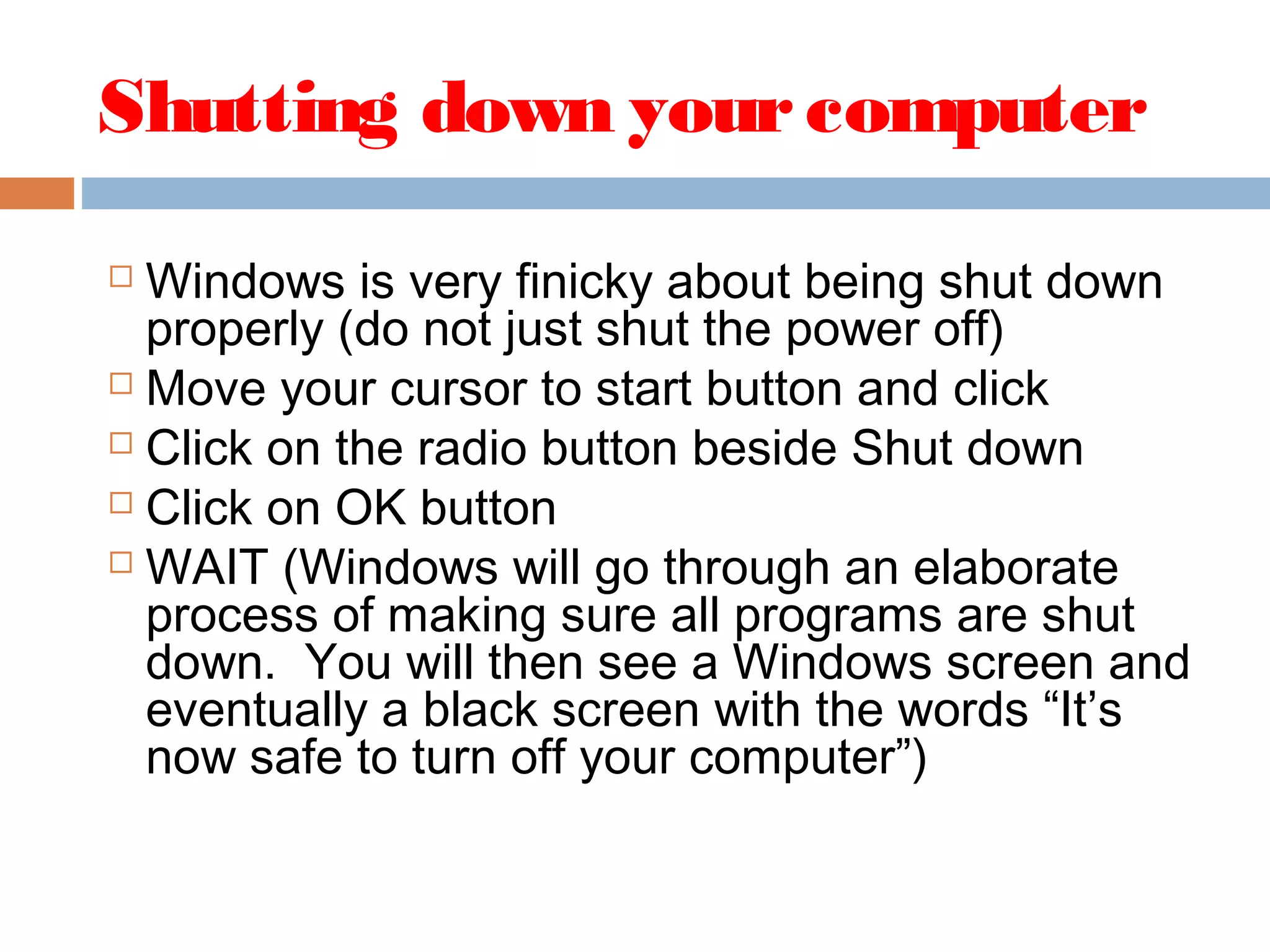 Windows Operating System Part 1 Introduction To Computer Ppt