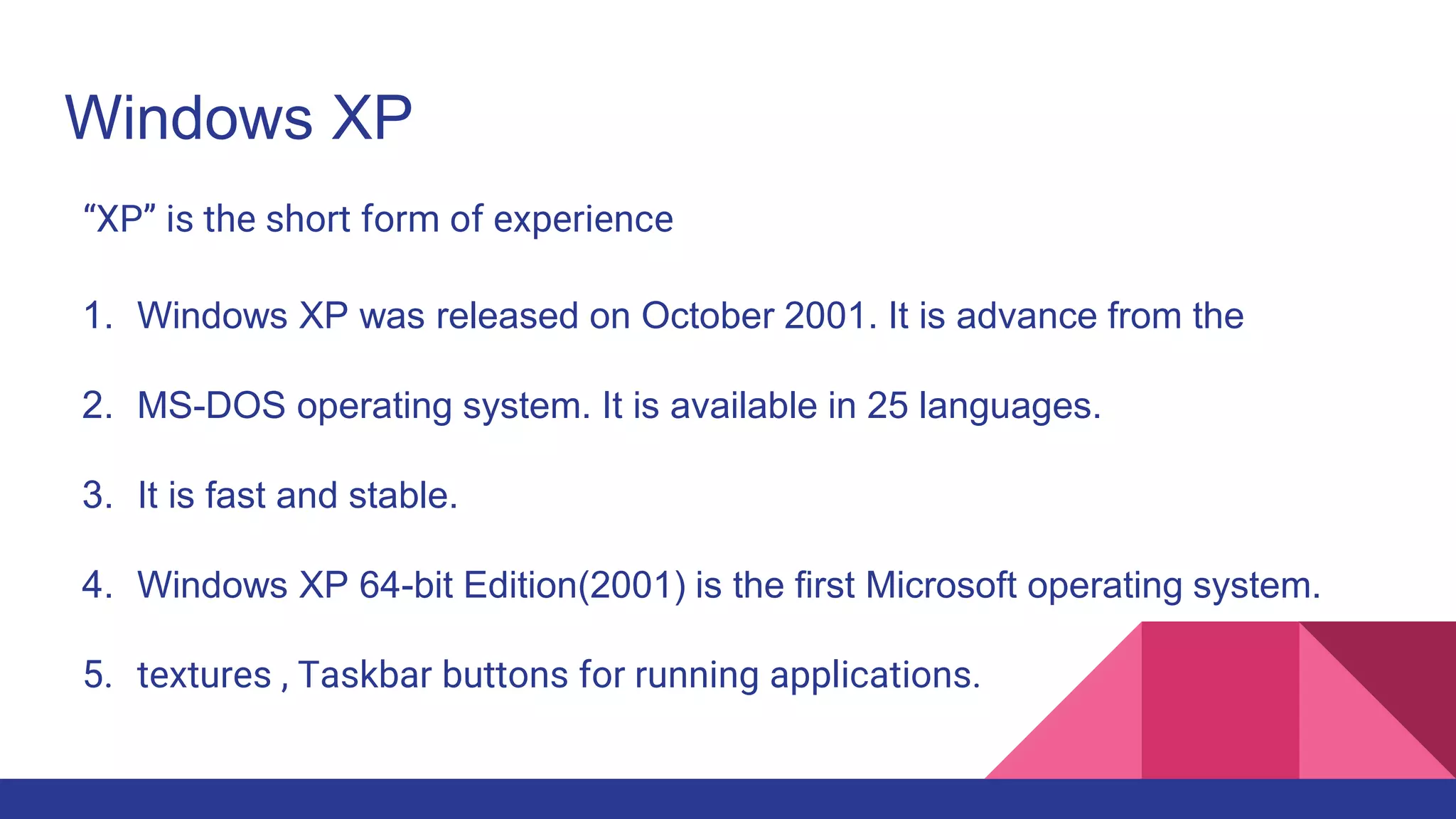 Windows operating system version | PPTX