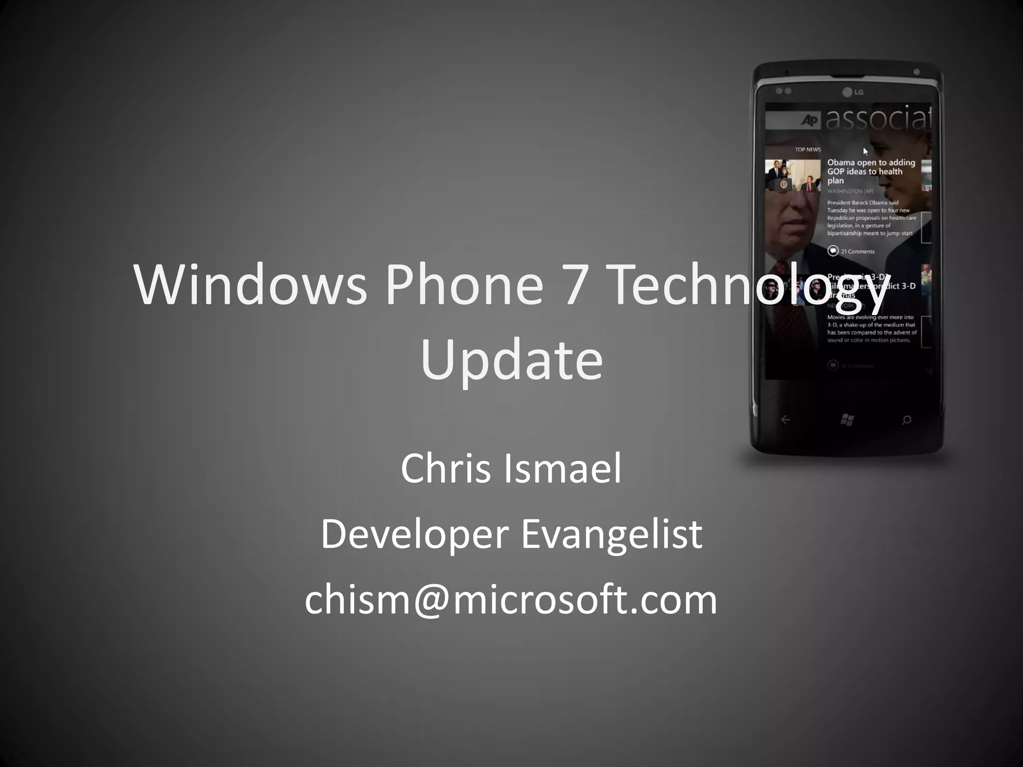 Windows phone 7 technology update | PPT