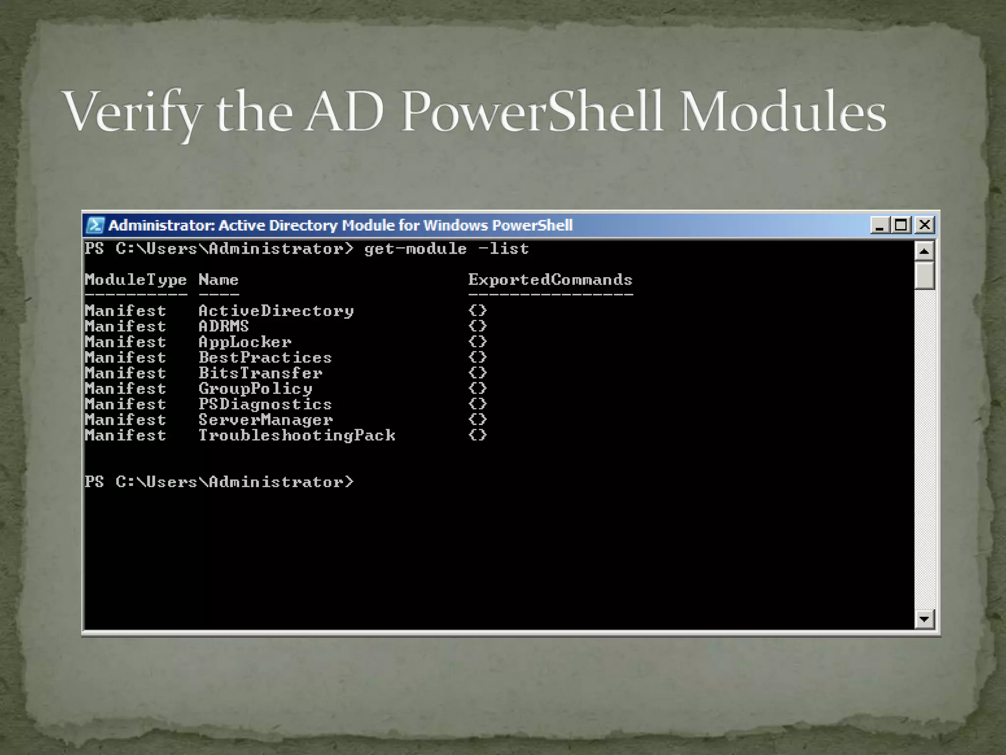 Windows power shell and active directory | PPT