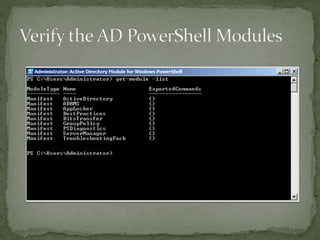 Windows power shell and active directory | PPT