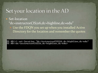 Windows power shell and active directory | PPTX