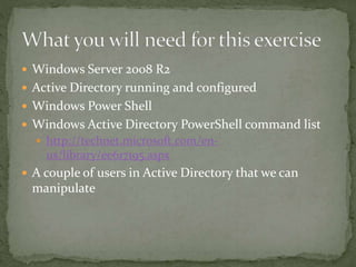 Windows power shell and active directory | PPT