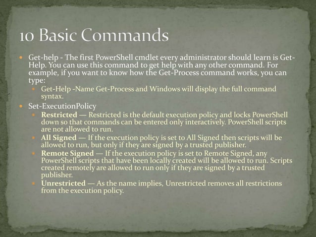 Windows power shell basics | PPT