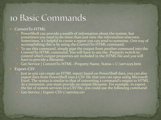 Windows power shell basics | PPT