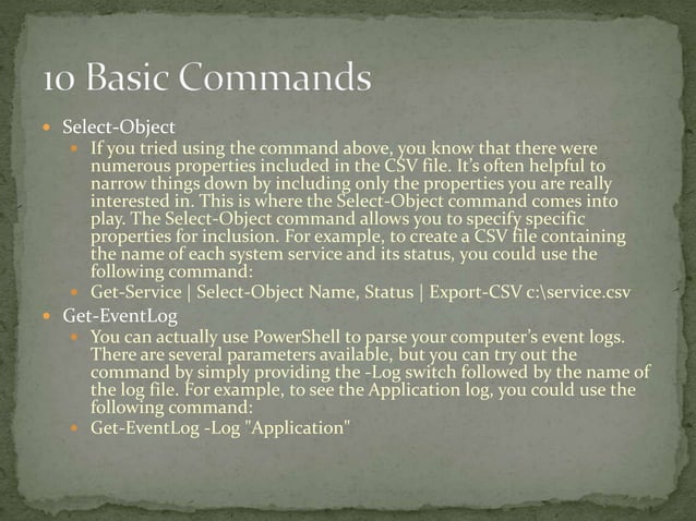 Windows power shell basics | PPT