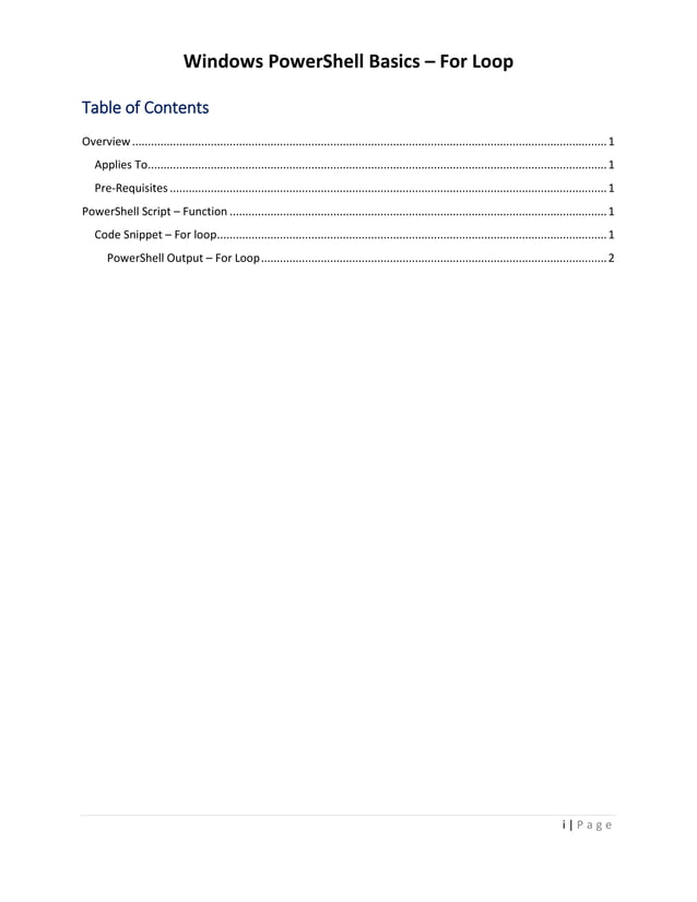 Windows PowerShell Basics – How To Create powershell for loop | PDF ...