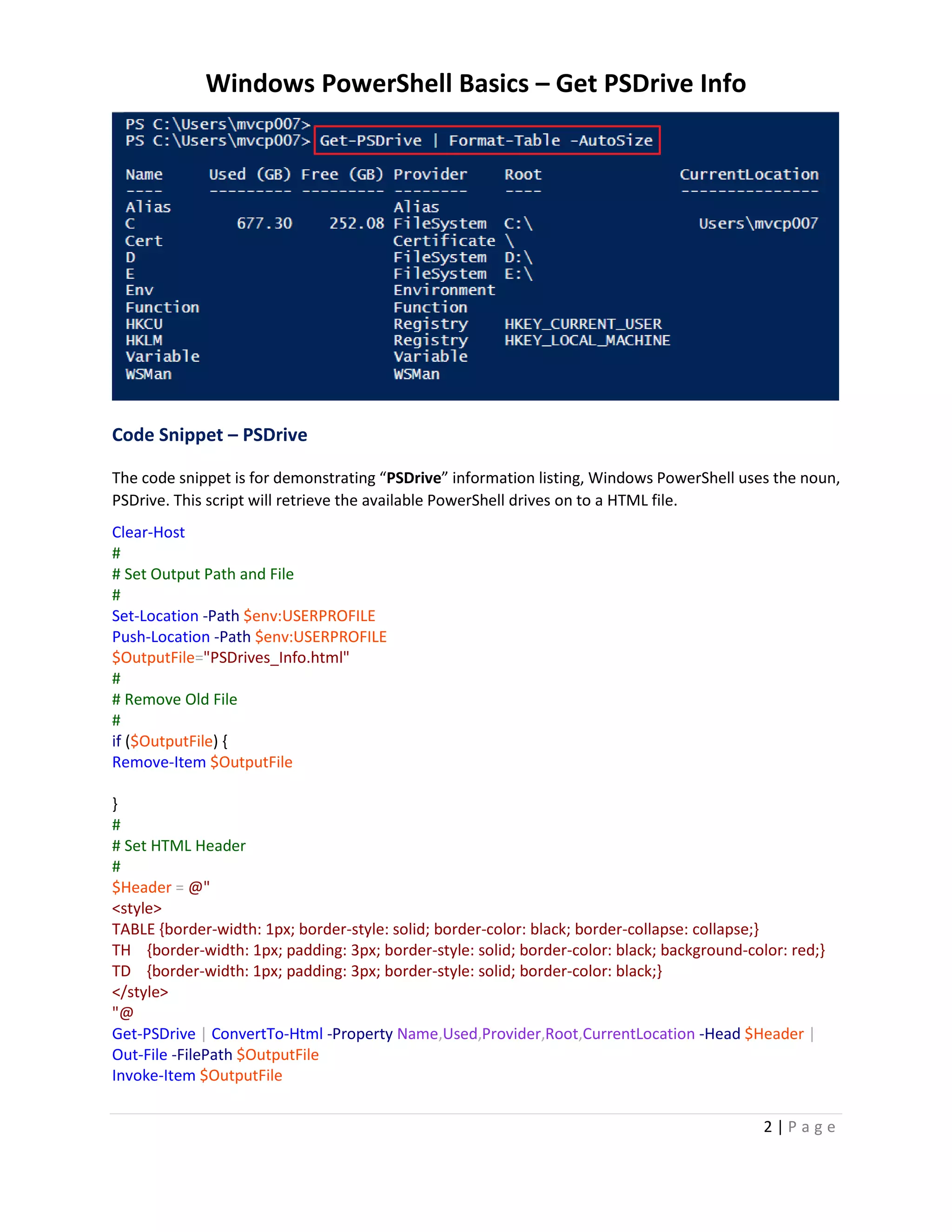Windows PowerShell Basics - How To List PSDrive Info | PDF