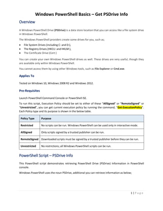 Windows PowerShell Basics - How To List PSDrive Info | PDF