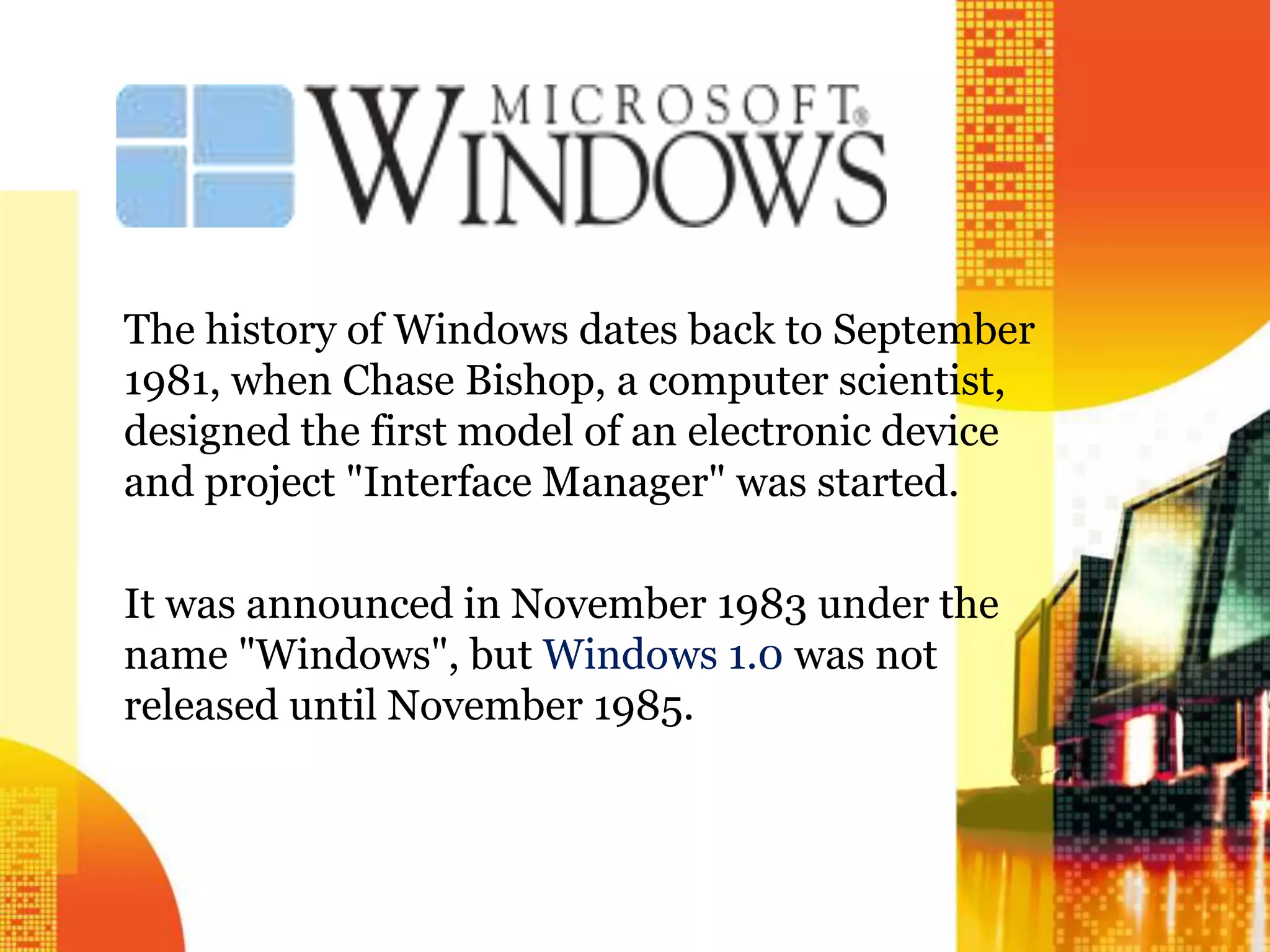 Windows Presentation Pptx Operating Systems Computer Software And Applications