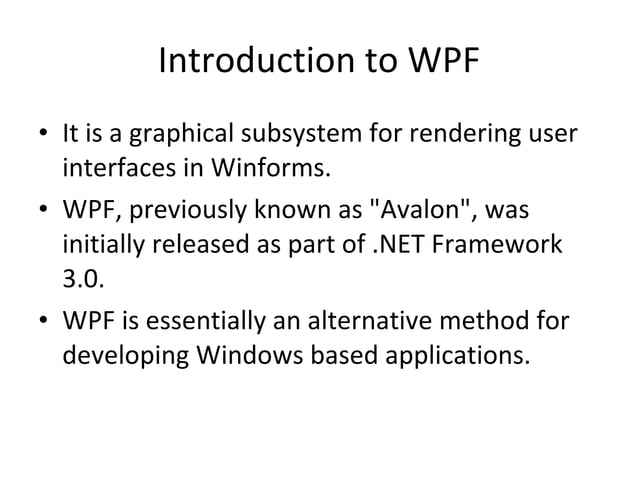 Windows Presentation Foundation Ppt