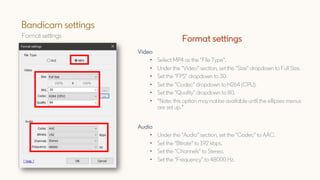 Windows/Bandicam Recording Standards | PPT