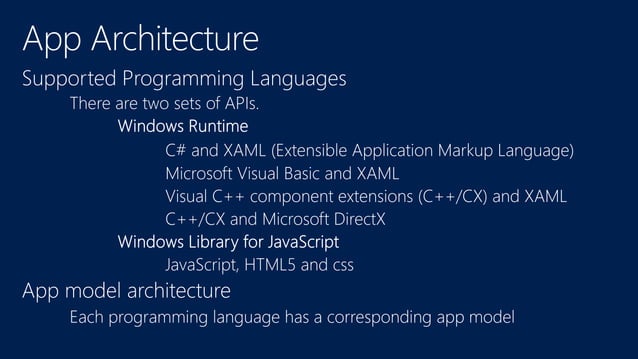 Windows Runtime Apps | PPTX | Operating Systems | Computer Software and Applications