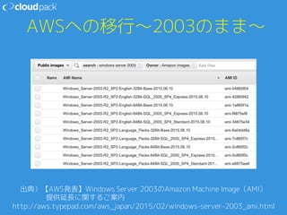AWSへのWindows Server 2003の移行 そして今後インフラとどう向き合うべきか | PPT