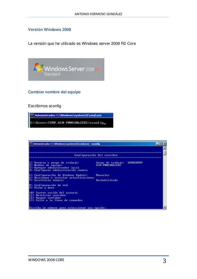 Windows server 2008 core