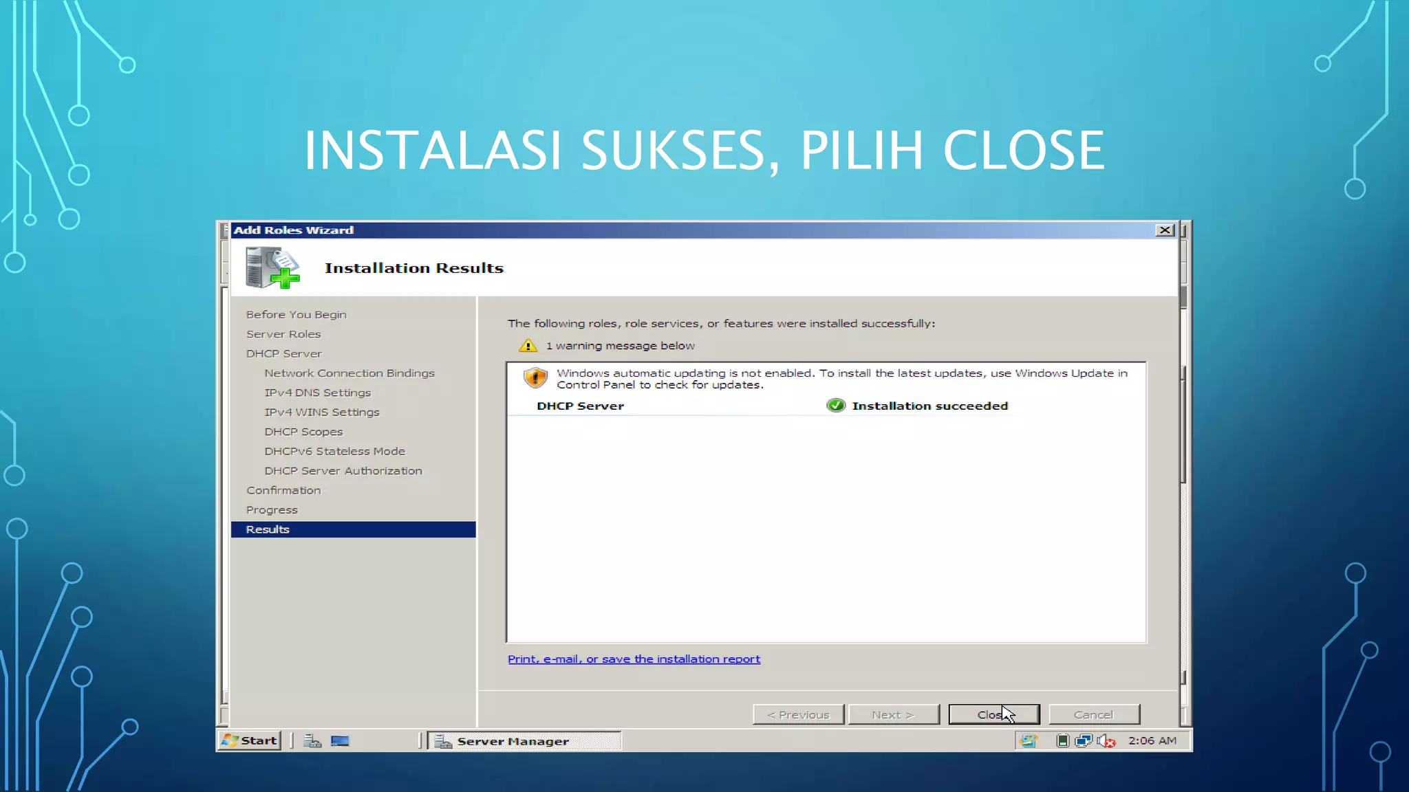 Instalasi dan Konfigurasi DHCP Server di Windows Server 2008 | PPTX