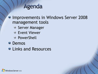 Windows Server 2008 Management | PPTX | Operating Systems | Computer ...