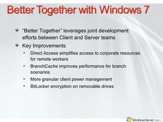 Windows Server 2008 R2 Overview | PPT