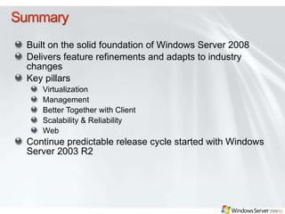 Windows Server 2008 R2 Overview | PPT