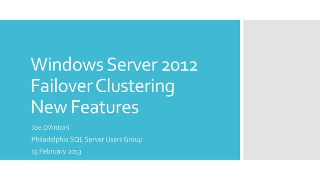 Windows Server 2012 Failover Clustering New Features Ppt