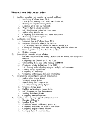 Windows server 2016 Training | DOCX