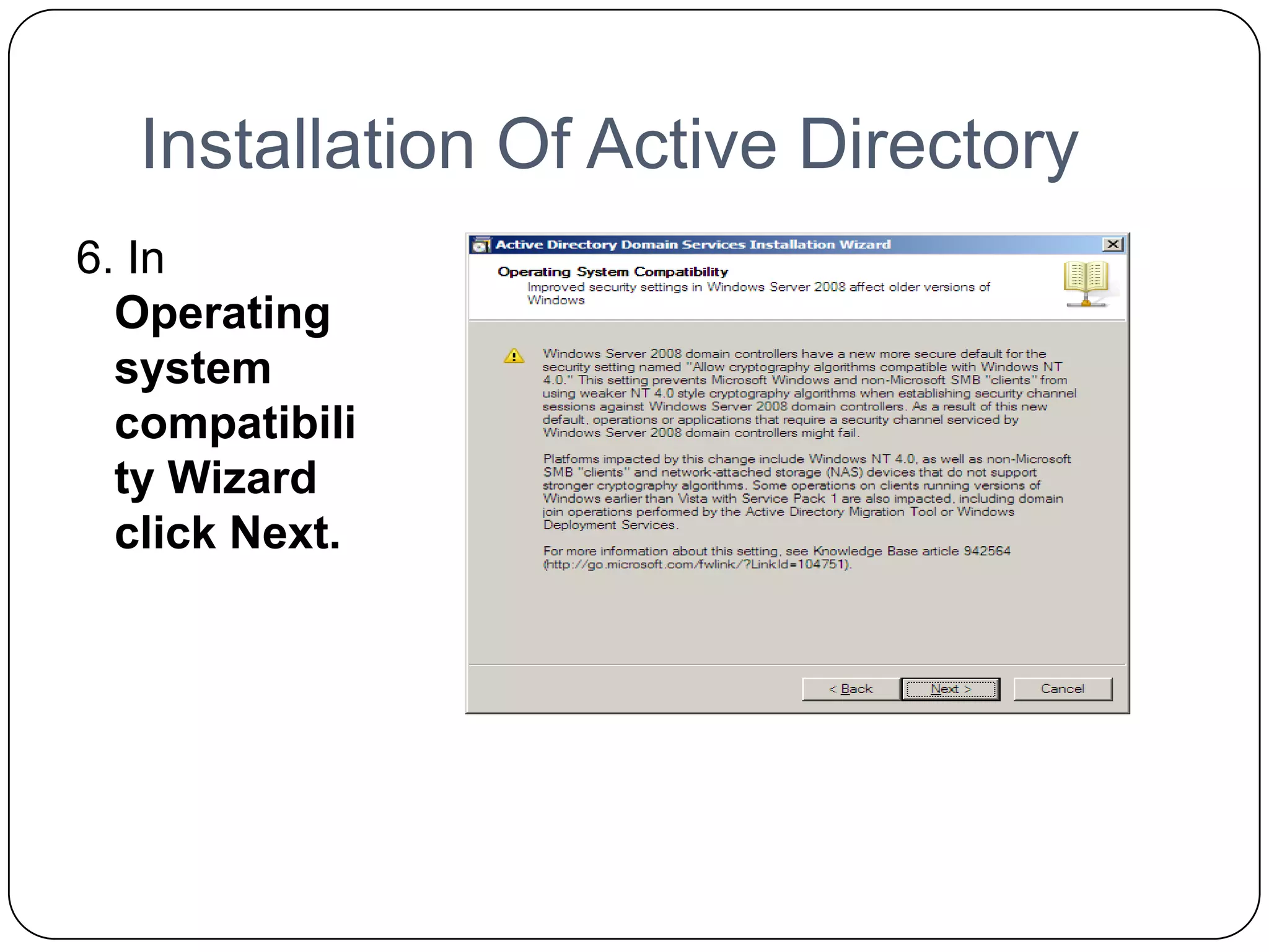 Windows Server 2008 Active Directory | PPTX | Operating Systems | Computer Software and Applications