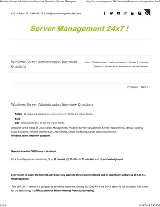 Windows server administration interview questions server management ...