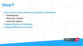 Windows Server and Docker - The Internals Behind Bringing Docker and Containers to Windows by ...