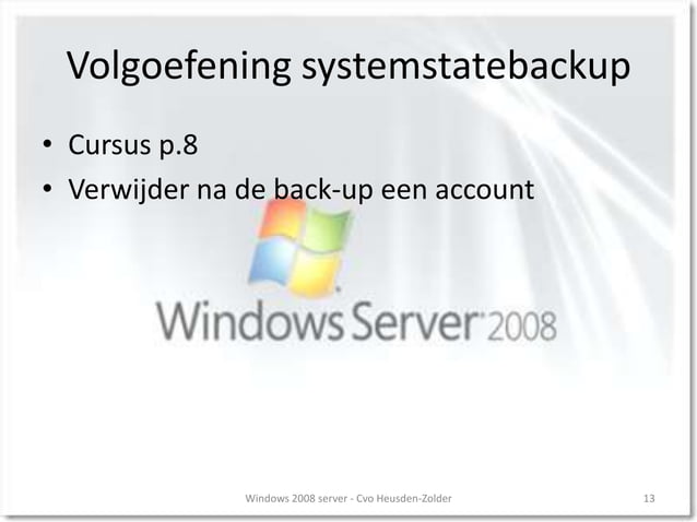 Windows server backup | PPTX | Computing | Technology & Computing