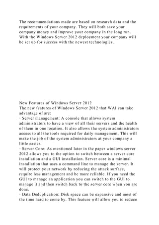 Windows Server Deployment Proposal For Worldwide Advertising, In.docx