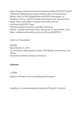 Windows Server Deployment Proposal For Worldwide Advertising, In.docx