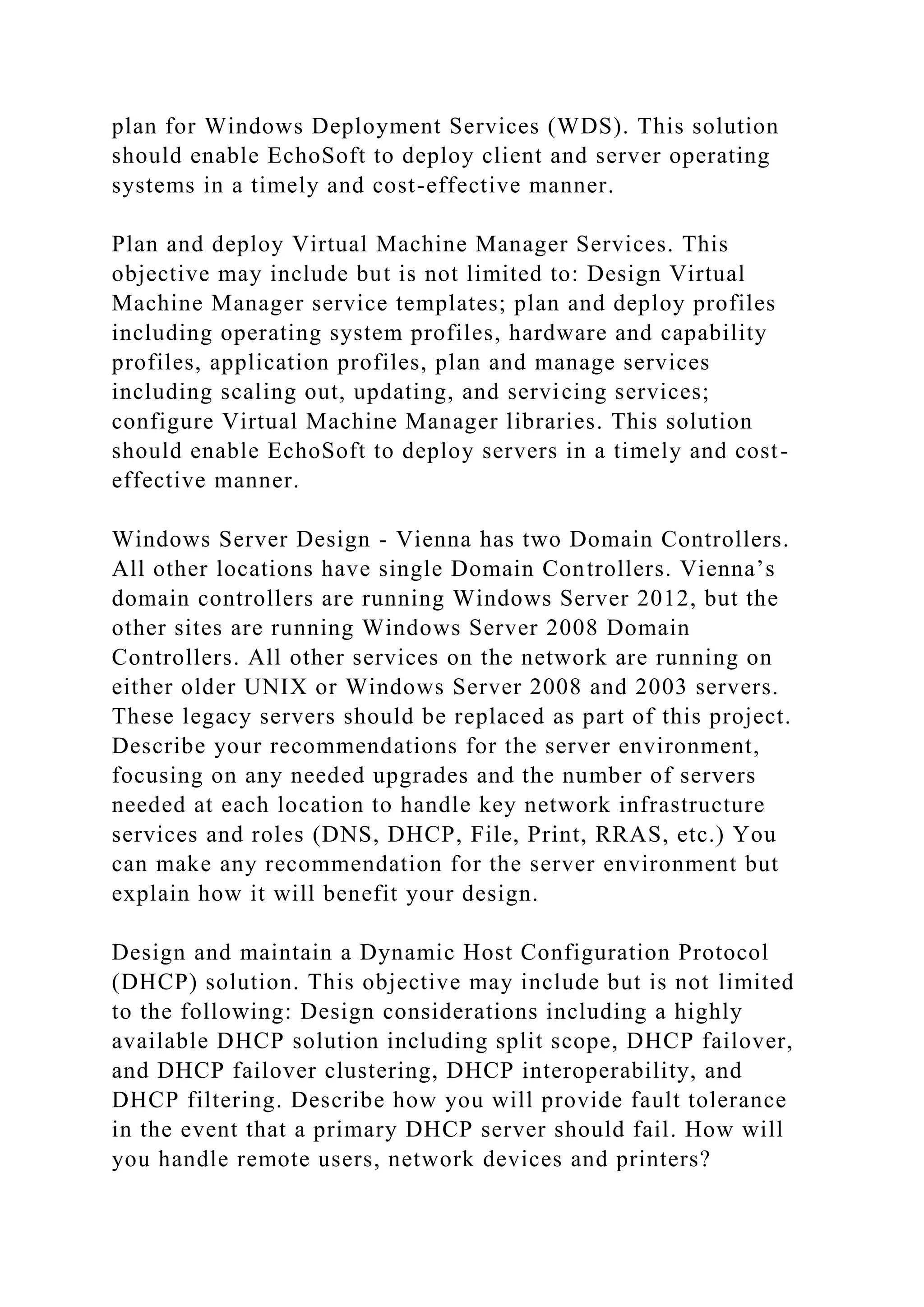 Windows Server Infrastructure Upgrade and Redesign at EchoSoft. .docx