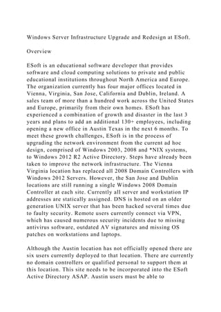 Windows Server Infrastructure Upgrade and Redesign at ESoft.Over.docx