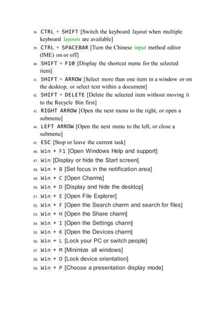 Windows shortcut cheats sheet