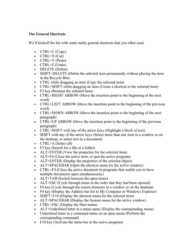 Windows shortcut keys | PDF