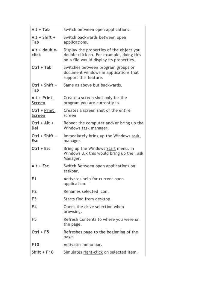 Windows shortcut keys