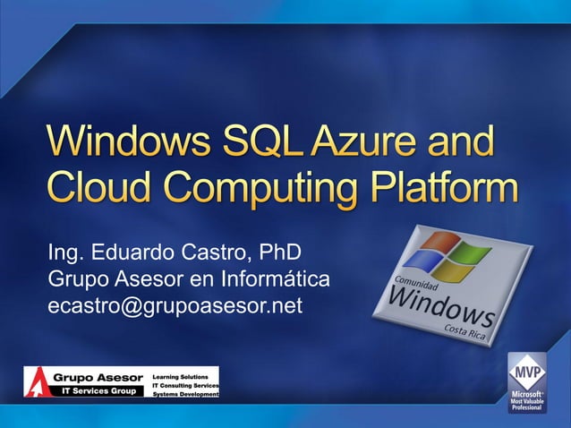 Windows Sql Azure Cloud Computing Platform Ppt