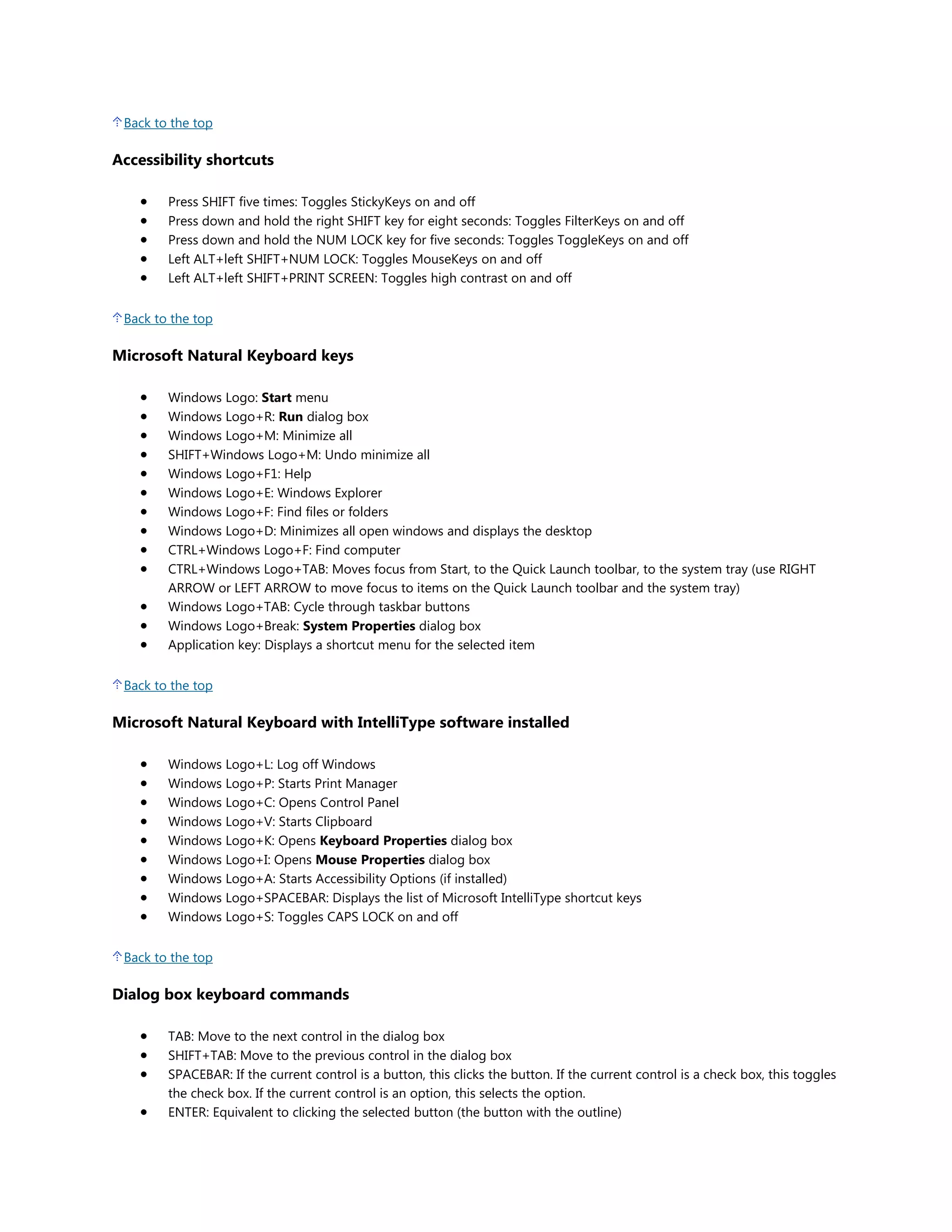 Windows system key combinations | PDF