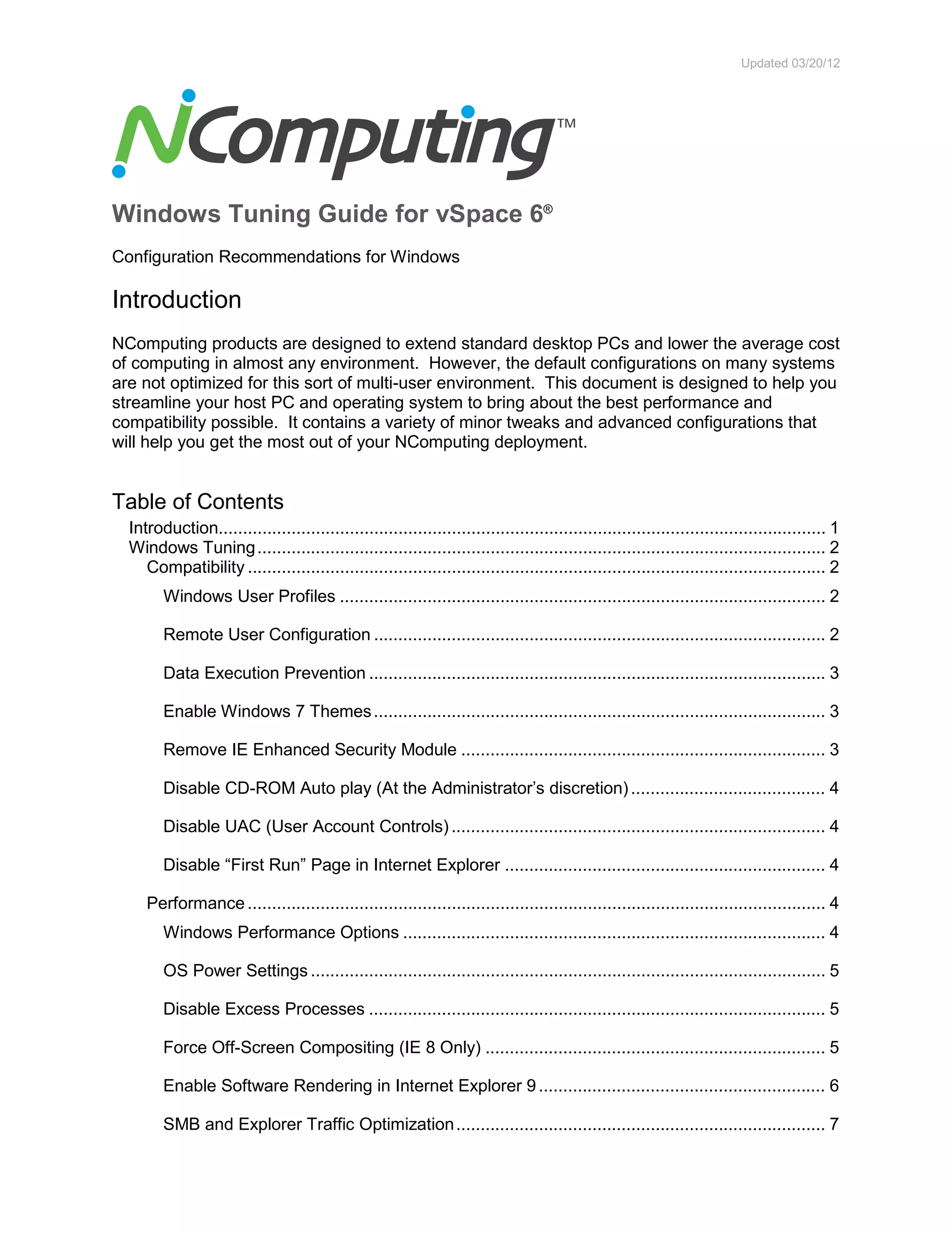 Windows tuning guide_for_vspace | PDF