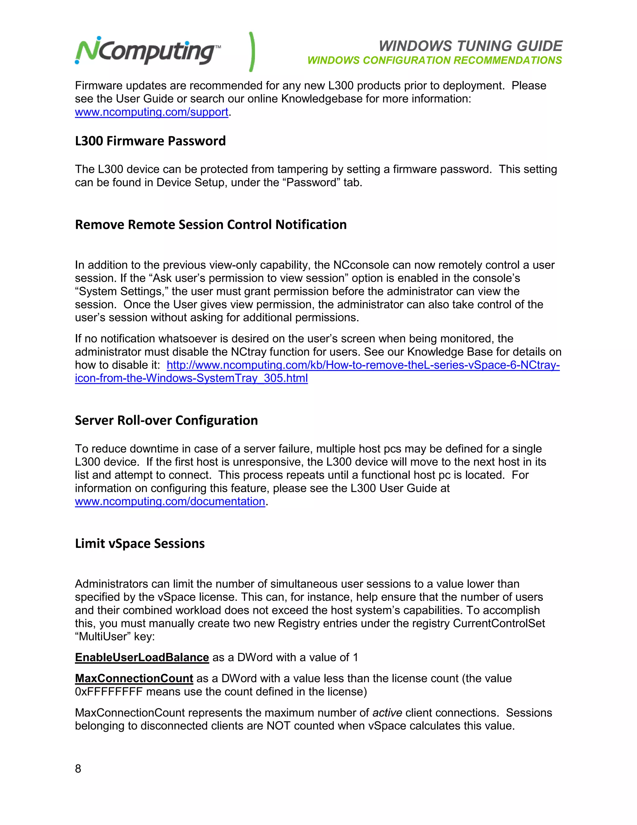Windows tuning guide_for_vspace | PDF