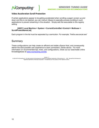 Windows tuning guide_for_vspace | PDF