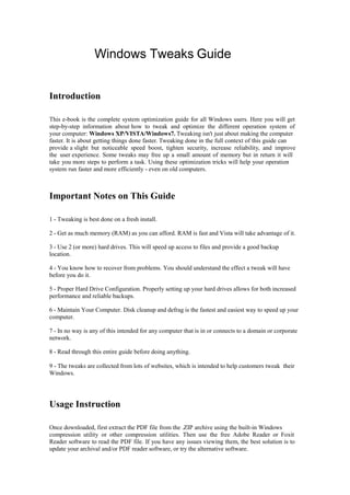 Windowstweaksguide updated | PDF