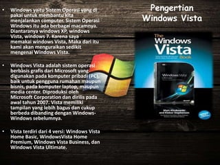 Pengenalan Windows Vista | PPTX