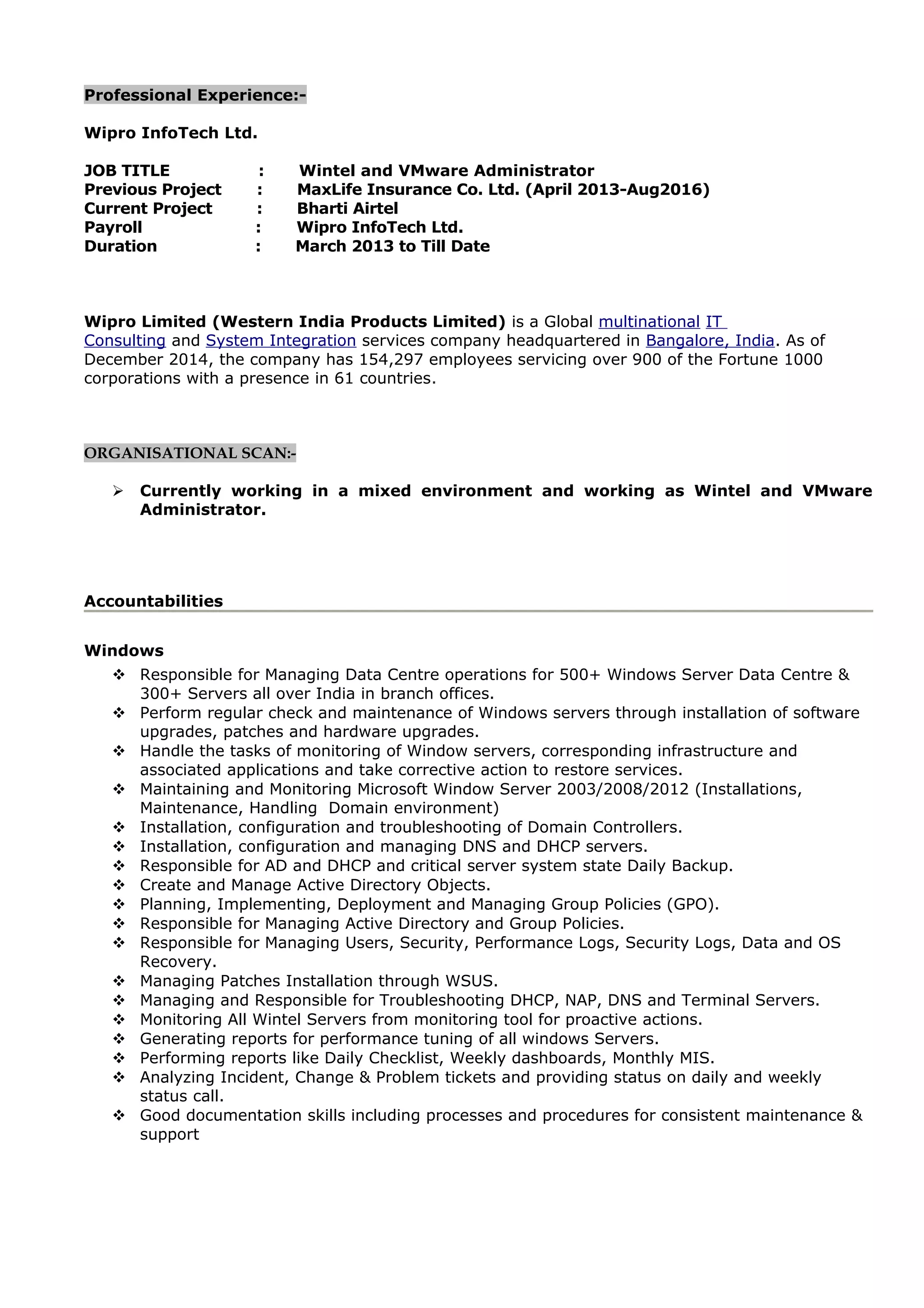 Resume_Windows Vmware Administrator Manzar | DOC