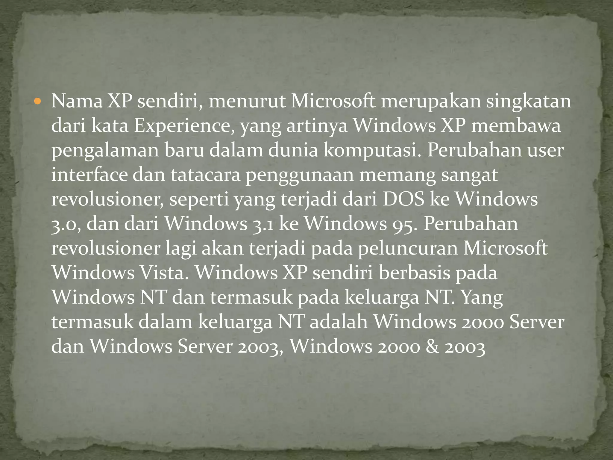 WINDOWS XP | PPT