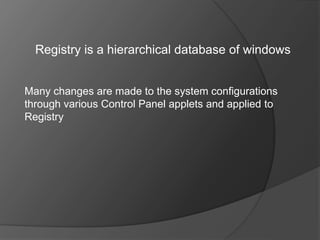 Windows xp and registery | PPT
