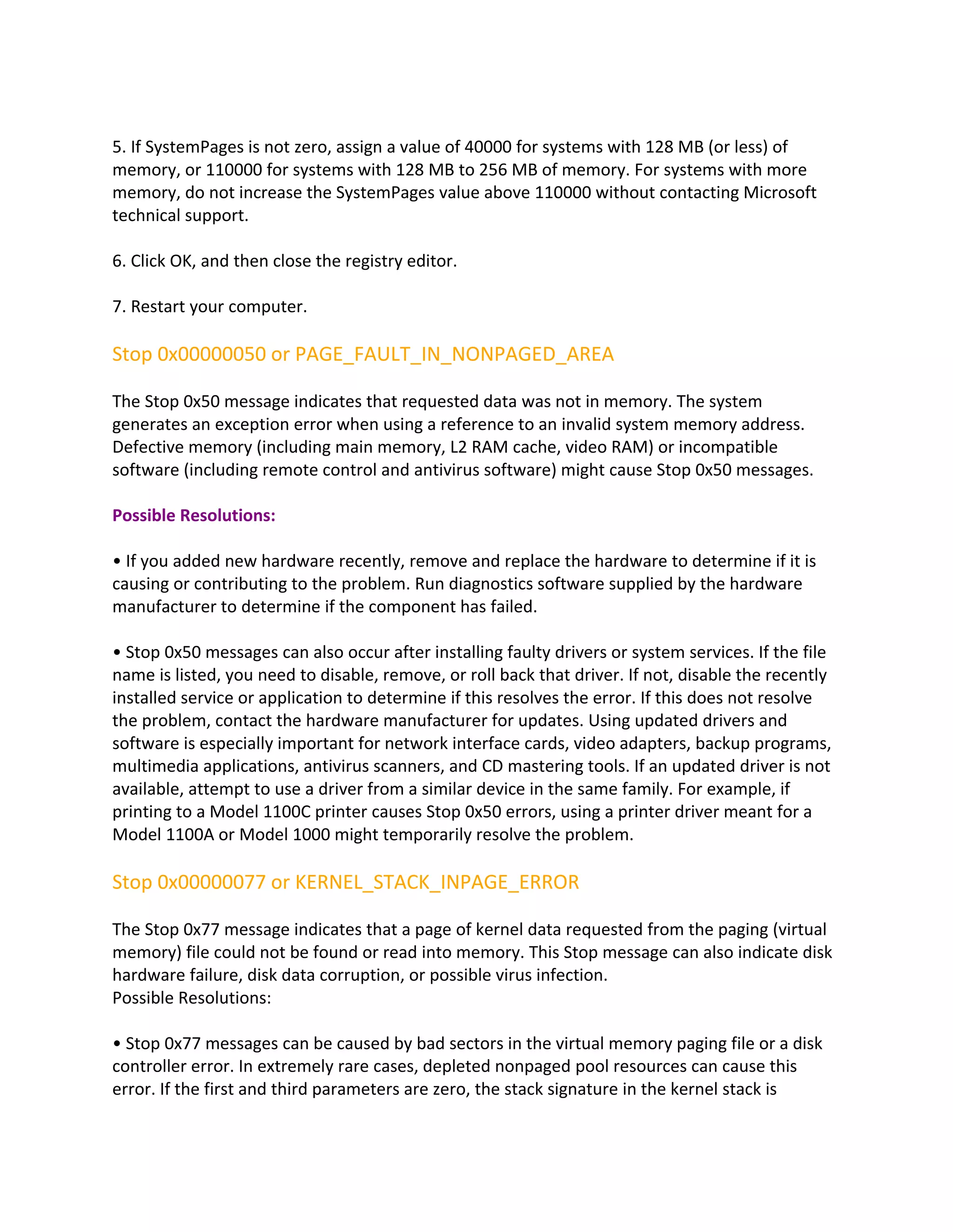 Windows xp blue screen of death stop codes | PDF