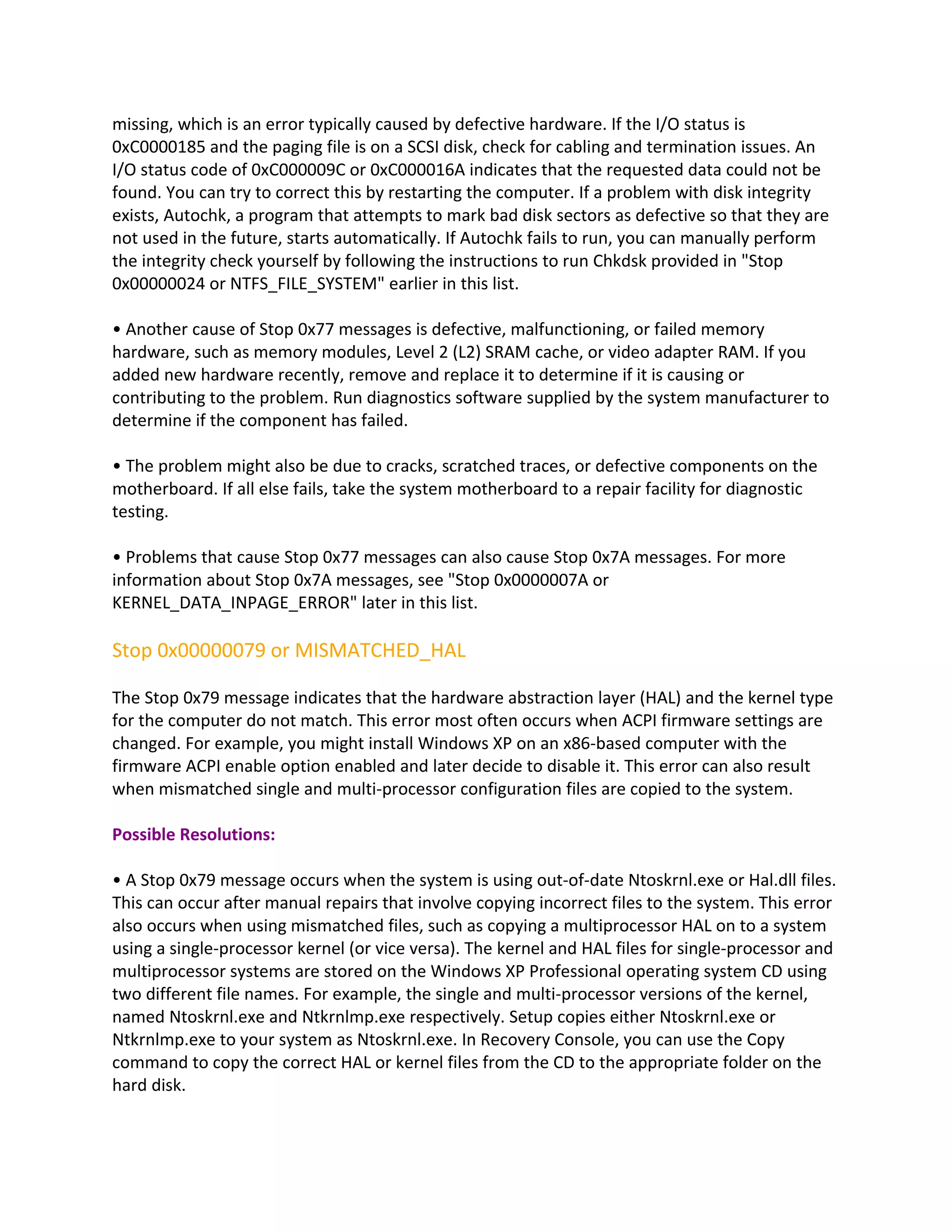 Windows xp blue screen of death stop codes | PDF